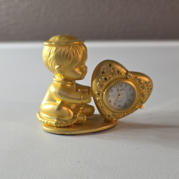 Elgin | Accents | Vintage Elgin Miniature Quartz Clock Featuring A Gold ...